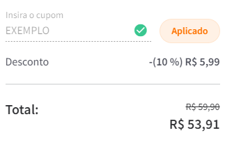 Como faço para usar cupom de desconto?