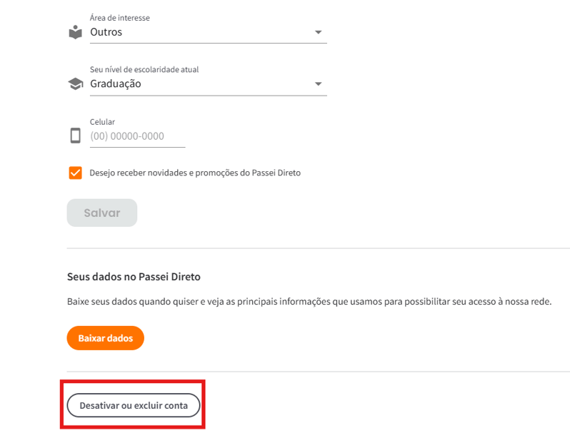 Como excluir a minha conta?
